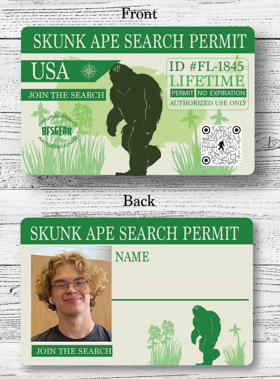 Personalized Skunk Ape Search Permit 2x3.5 Wallet-sized Metal Card ...