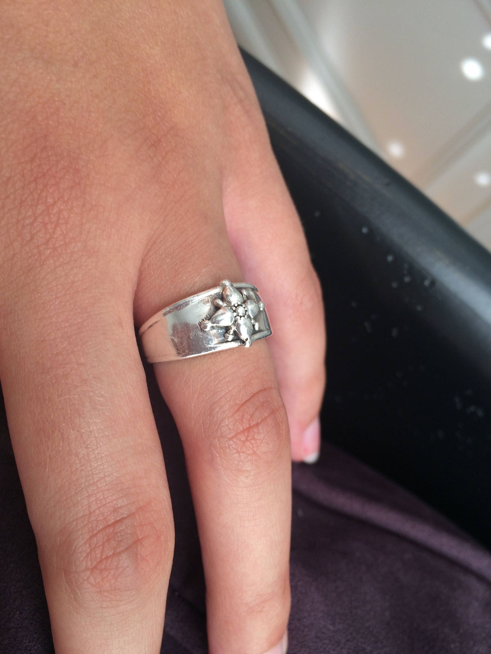 Sterling Silver Ring With True North Four Point Star Compass Motif on ...