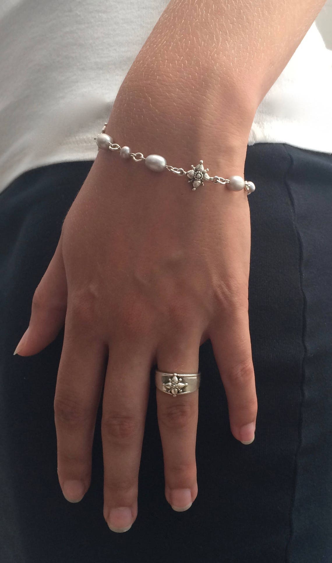 Sterling Silver Ring With True North Four Point Star Compass Motif on ...