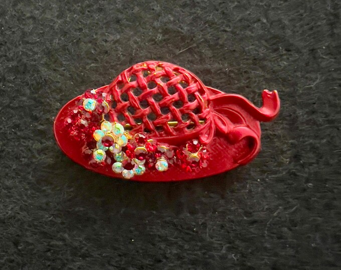 Vintage Rare Red Hat Society Pin - Etsy