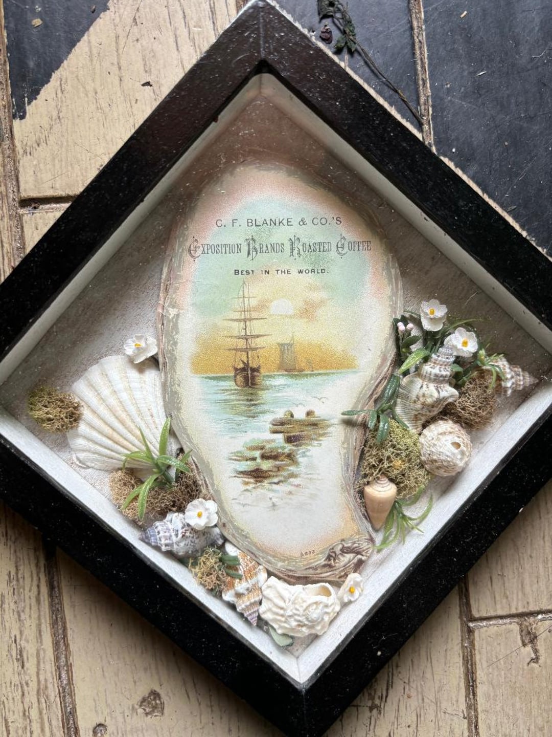 Victorian Trade Card Seashore, Seashells Framed Diorama - Etsy