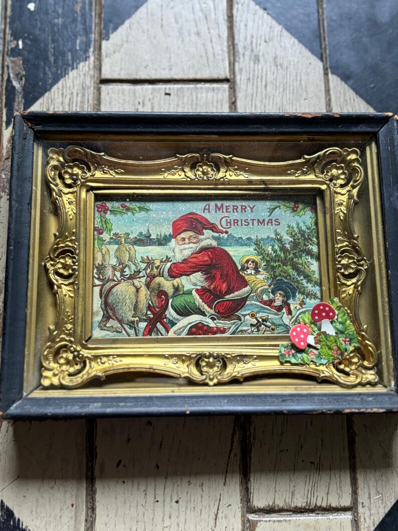 Antique Christmas Santa Claus Diorama Framed - Etsy