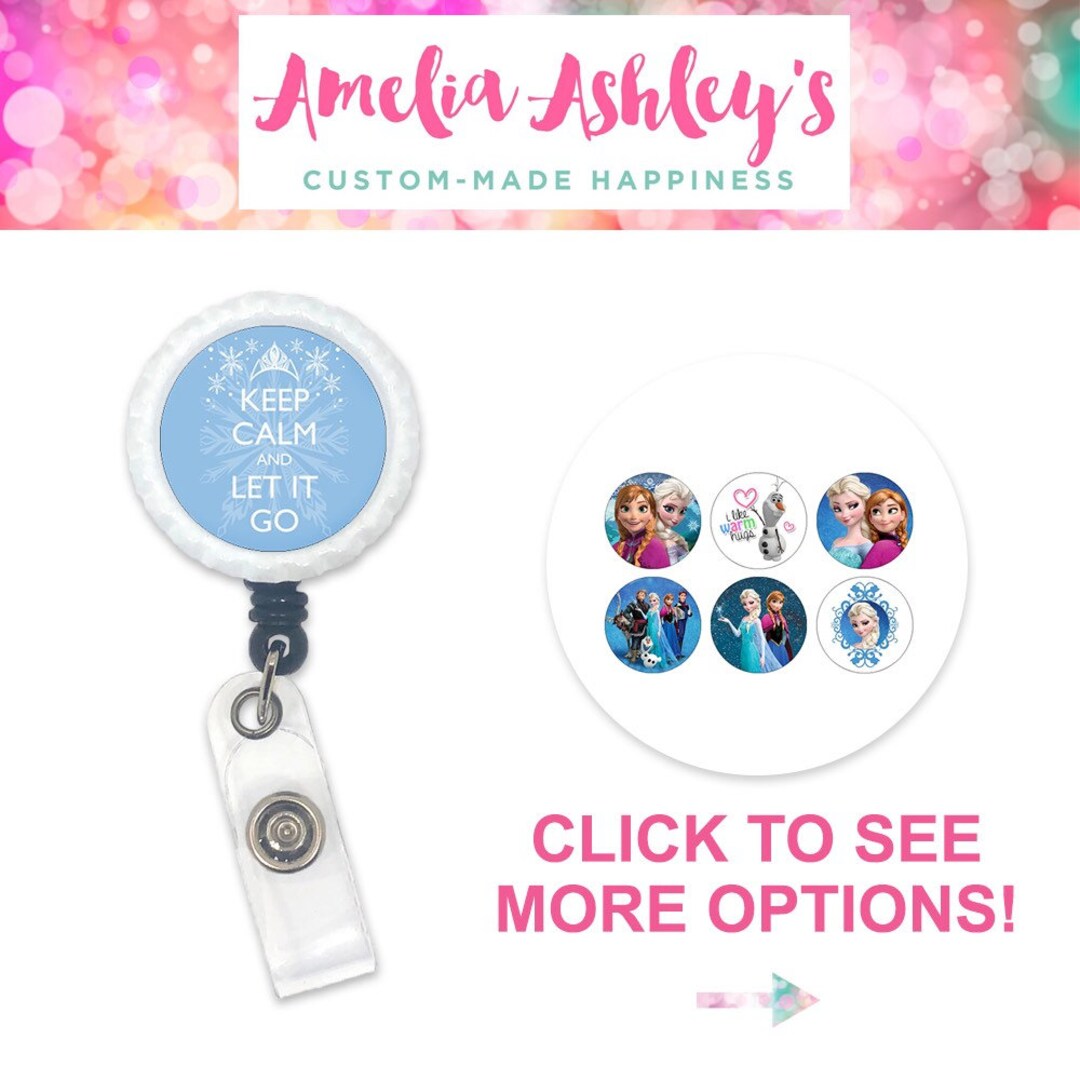 Frozen Id Badge Holder - Anna and Elsa - Let It Go - Retractable Badge ...