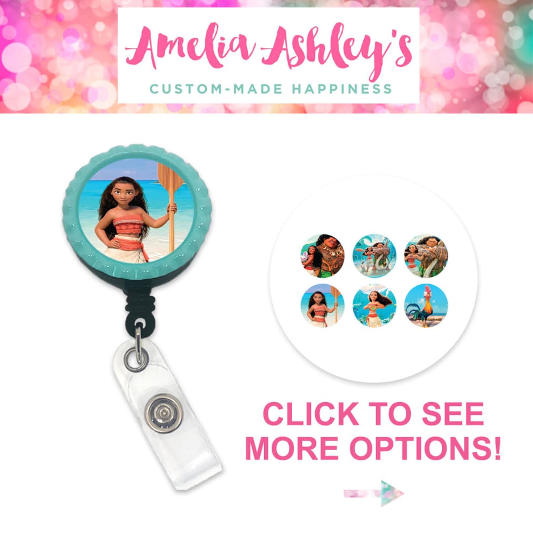 Disney Badge Reel, Moana Retractable Badge Reel, Disney Retractable Id ...