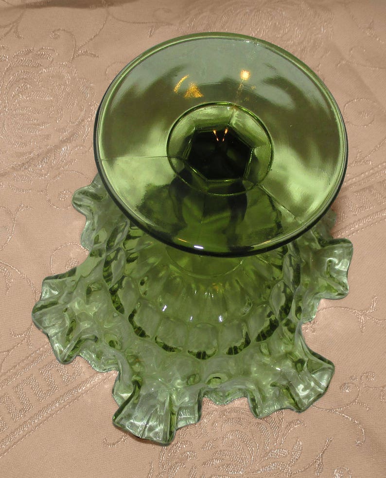 Fenton Thumbprint Ruffled Compote Colonial Green | Etsy Fenton Thumbprint Ruffled Compote Colonial Green | Etsy