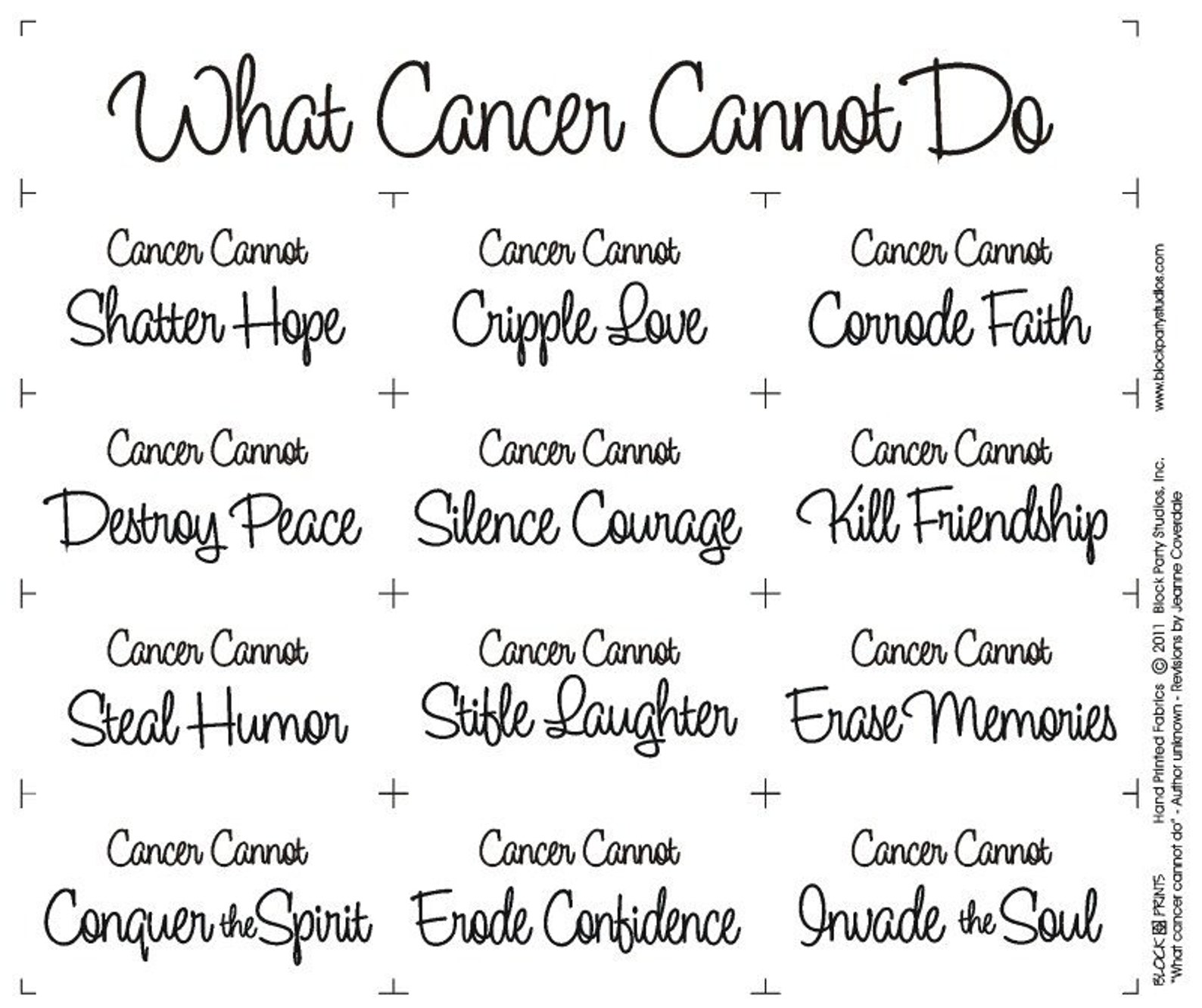 What Cancer Cannot Do Fabric Panel Cancer Awareness - Etsy