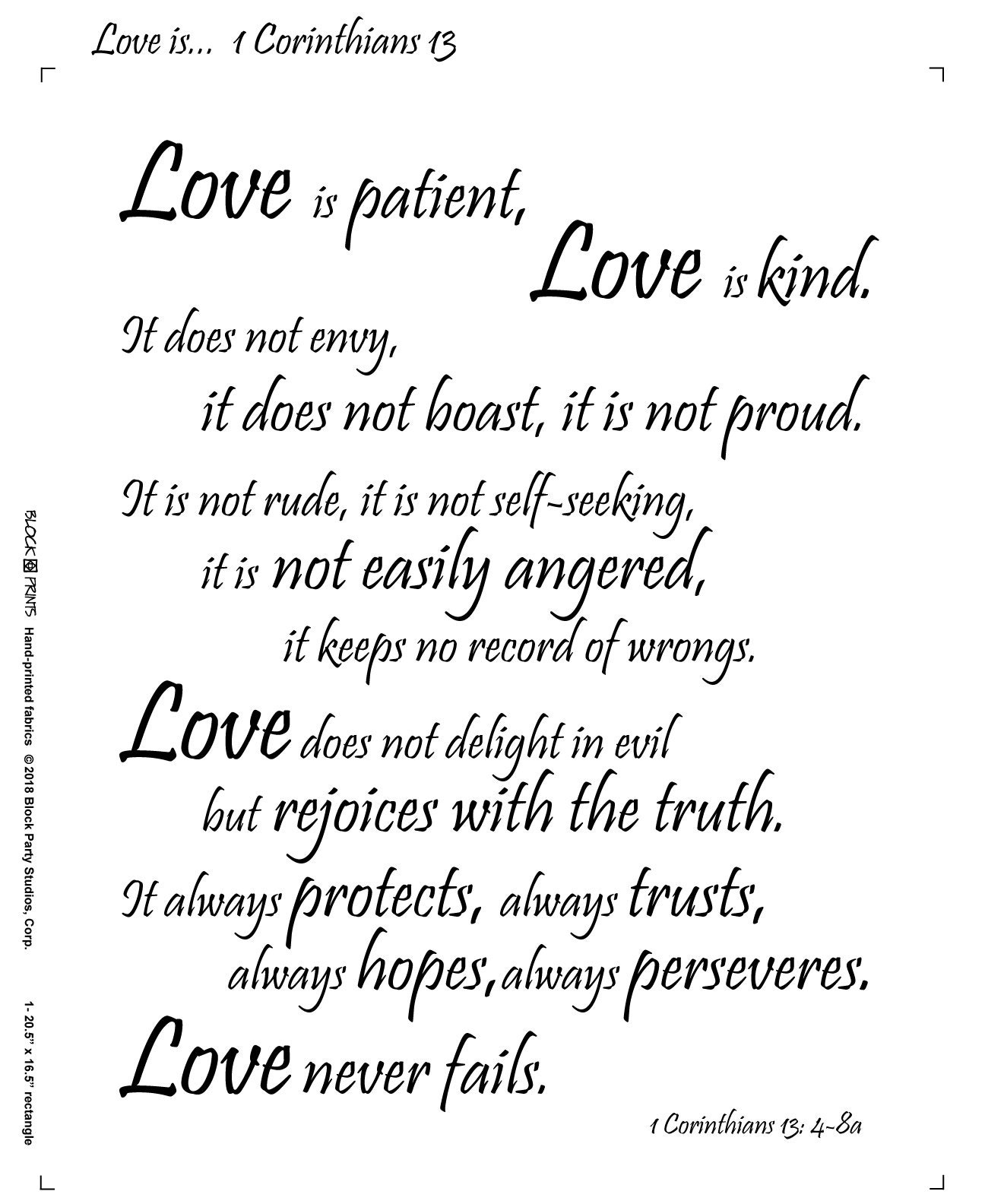 Love Is.... 1 Corinthians 13 Fabric Panel & Stained Glass Pattern - Etsy