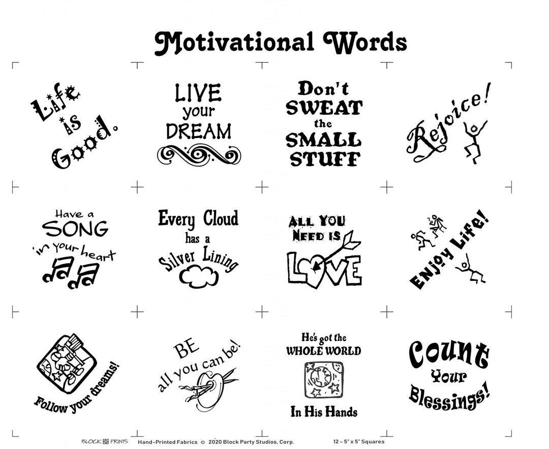 Motivational Words Fabric Panel - Etsy
