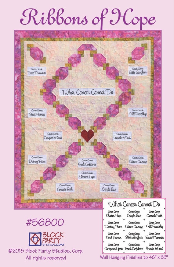 Ribbons of Hope Quilt Pattern and What Cancer Cannot Do Fabric | Etsy