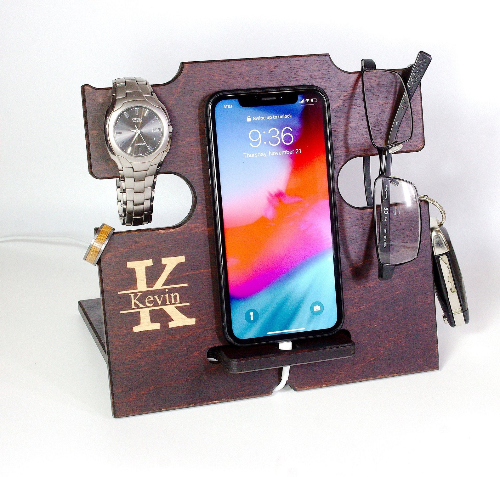 Gift for Men Docking Station keeps all personal items | Etsy
