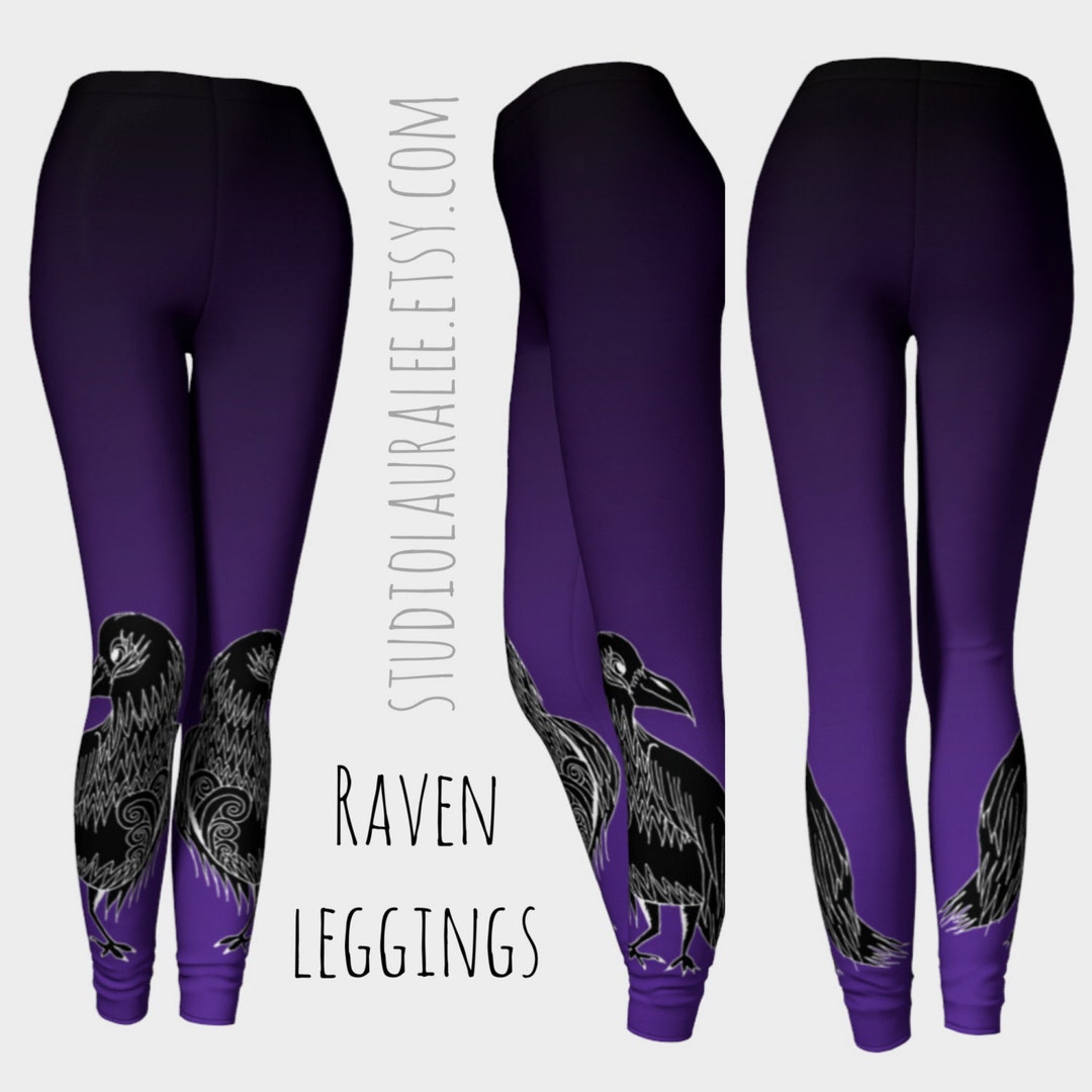 Raven Leggings • Hand Drawn and Eco Friendly • Studiolauralee - Etsy