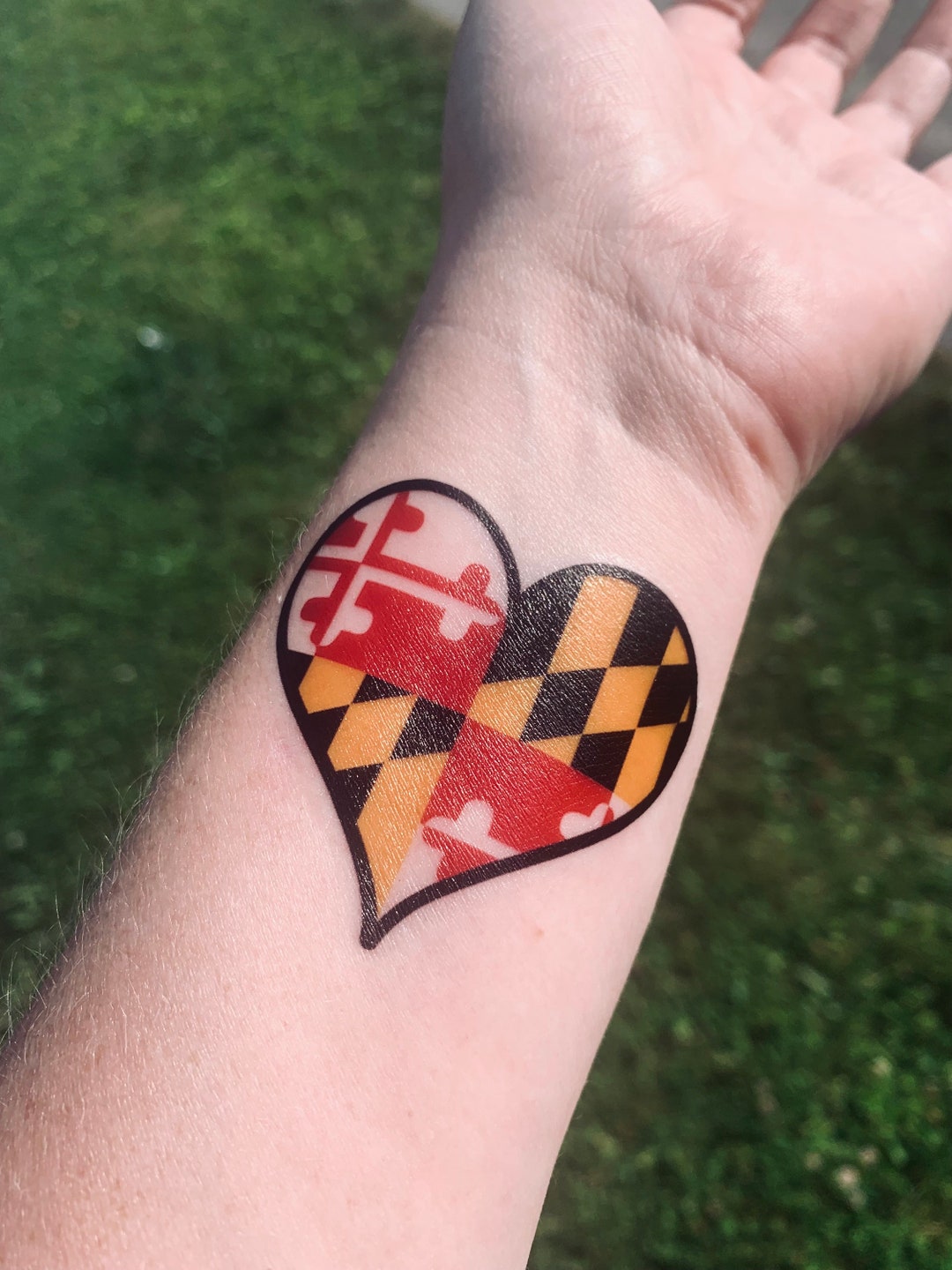 Maryland Heart Tattoos Set of 6 Large Maryland Heart Tattoos Maryland ...