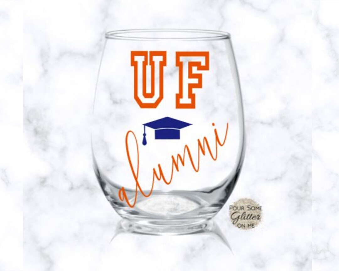 UF Alumni Inspired Stemless Wine Glass/gift for Alumni/uf - Etsy
