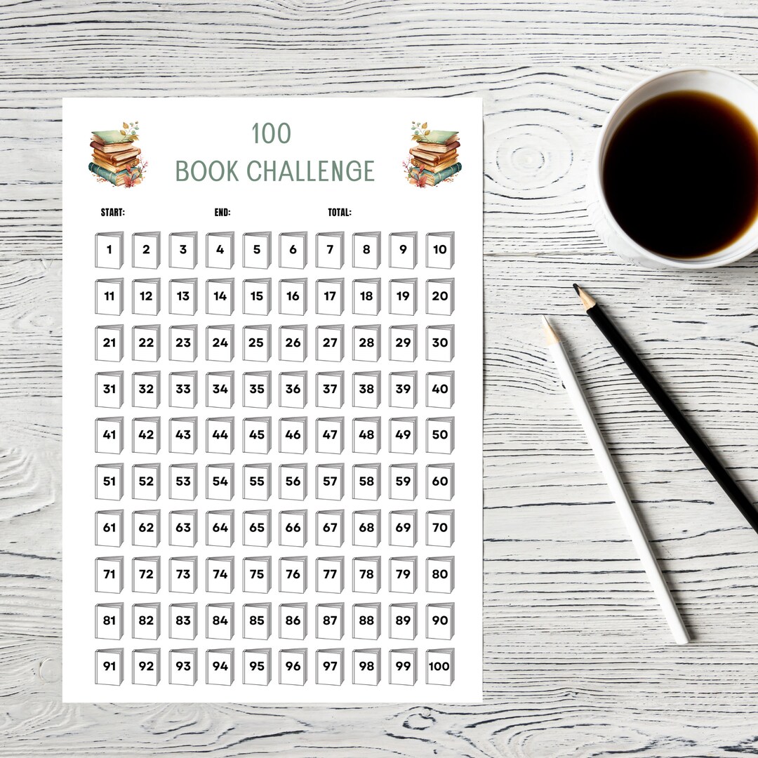 100 Book Challenge Reading Chart List of Novels Read Chart - Etsy