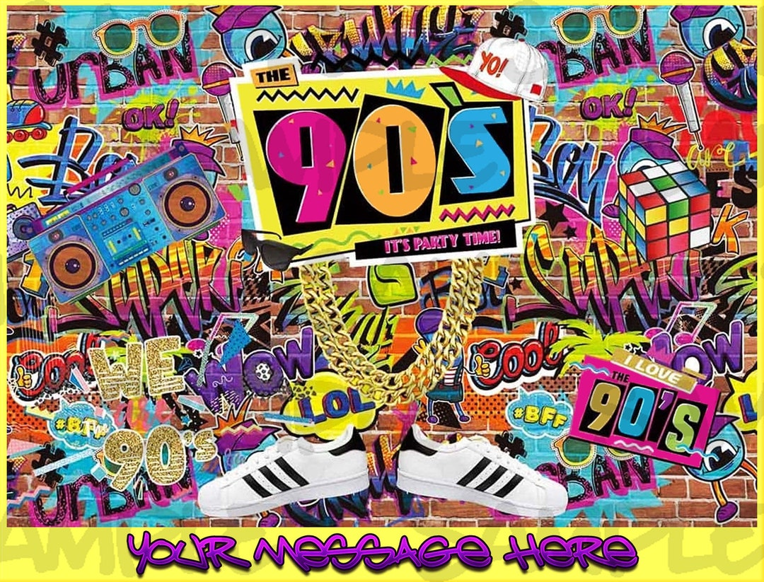 90's Graffiti Retro Grunge EDIBLE PHOTO Image Cake Topper 1/2 1/4 8in ...