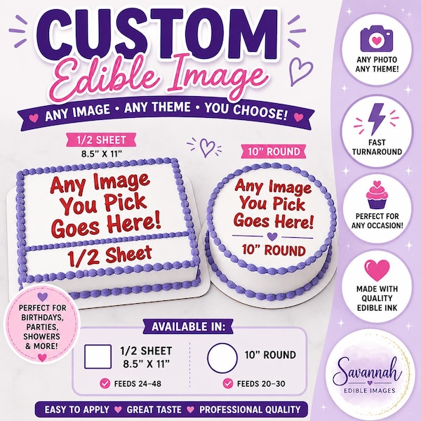 Custom Printed Edible Images - Etsy