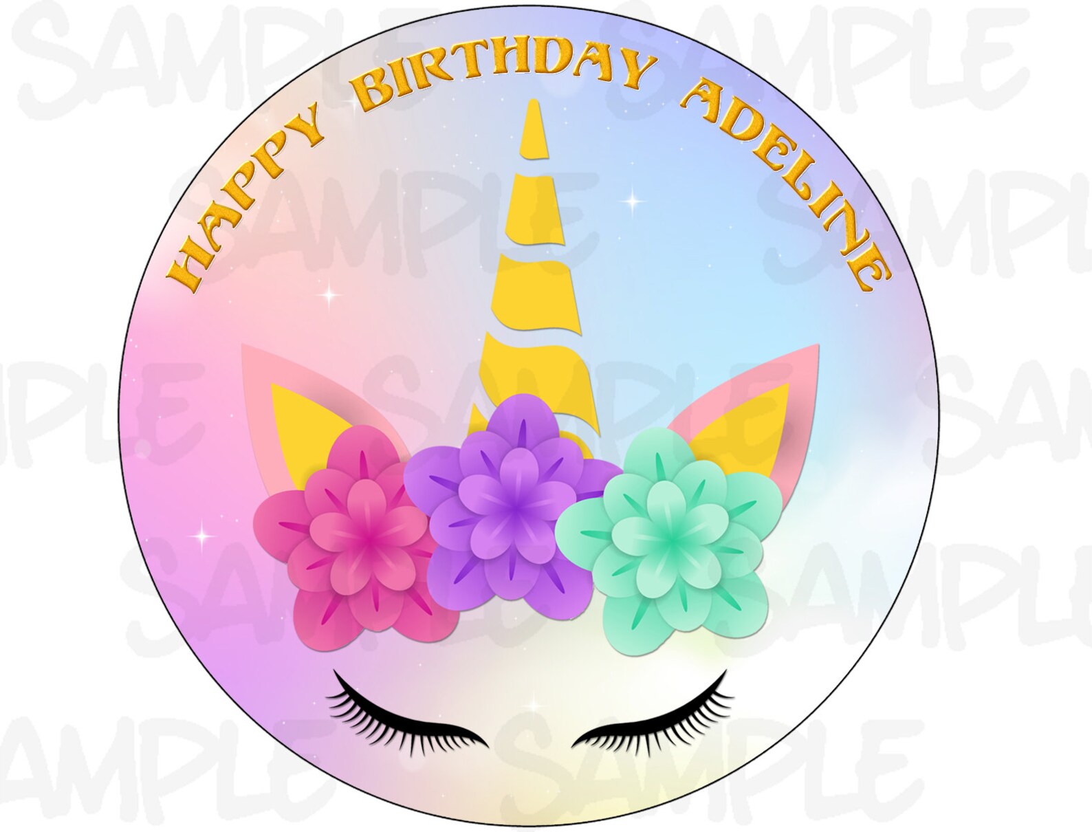 UNICORN Rainbow EDIBLE Image Cake TOPPER 1/4 Sheet Custom Personalized ...