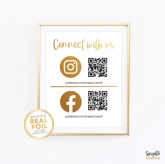 Connect With Us Sign Instagram Social Media Business Sign - Etsy