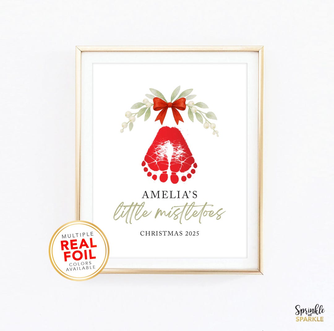 Baby Footprint Mistletoe Print • Personalized Christmas Wall Art ...