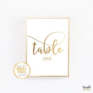 Gold Foil Wedding Table Numbers - Single Sided - White Ivory Creme ...