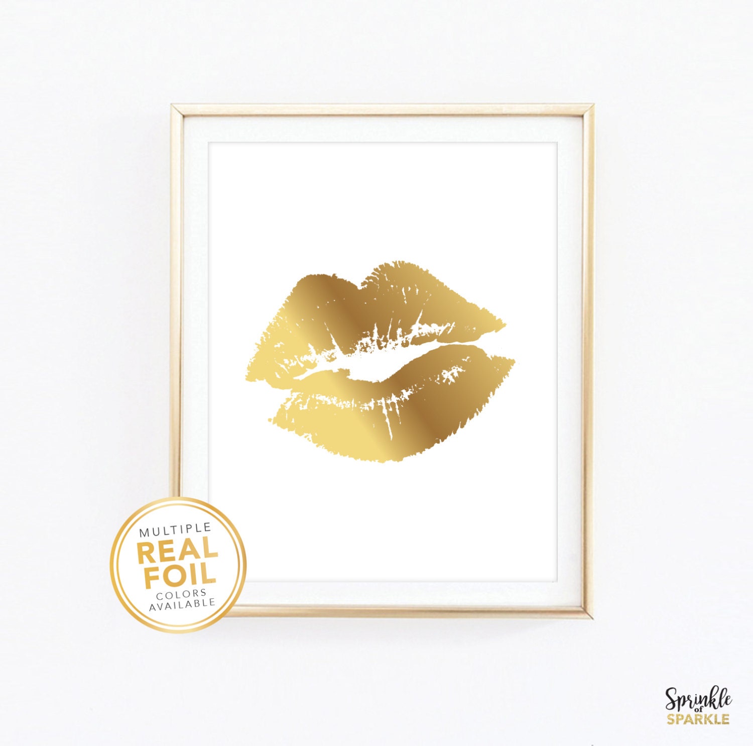 Gold foil Lips Lips makeup Gold foil print Real Foil | Etsy