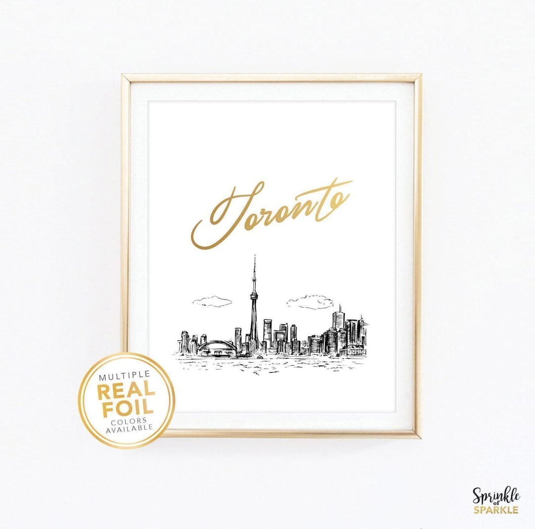 Toronto Skyline Print - Gold Foil Wall Art - Toronto City Sign ...
