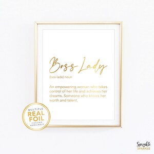 Boss Lady Definition Print - Gold Foil + More, Boss Babe Wall Art ...