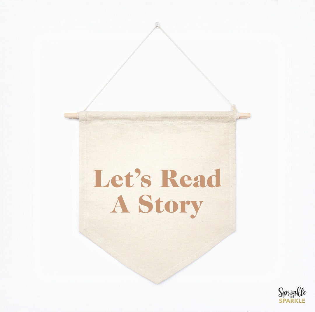 Let's Read a Story Canvas Banner, Book Nook Wall Art, Kids Room Wall ...