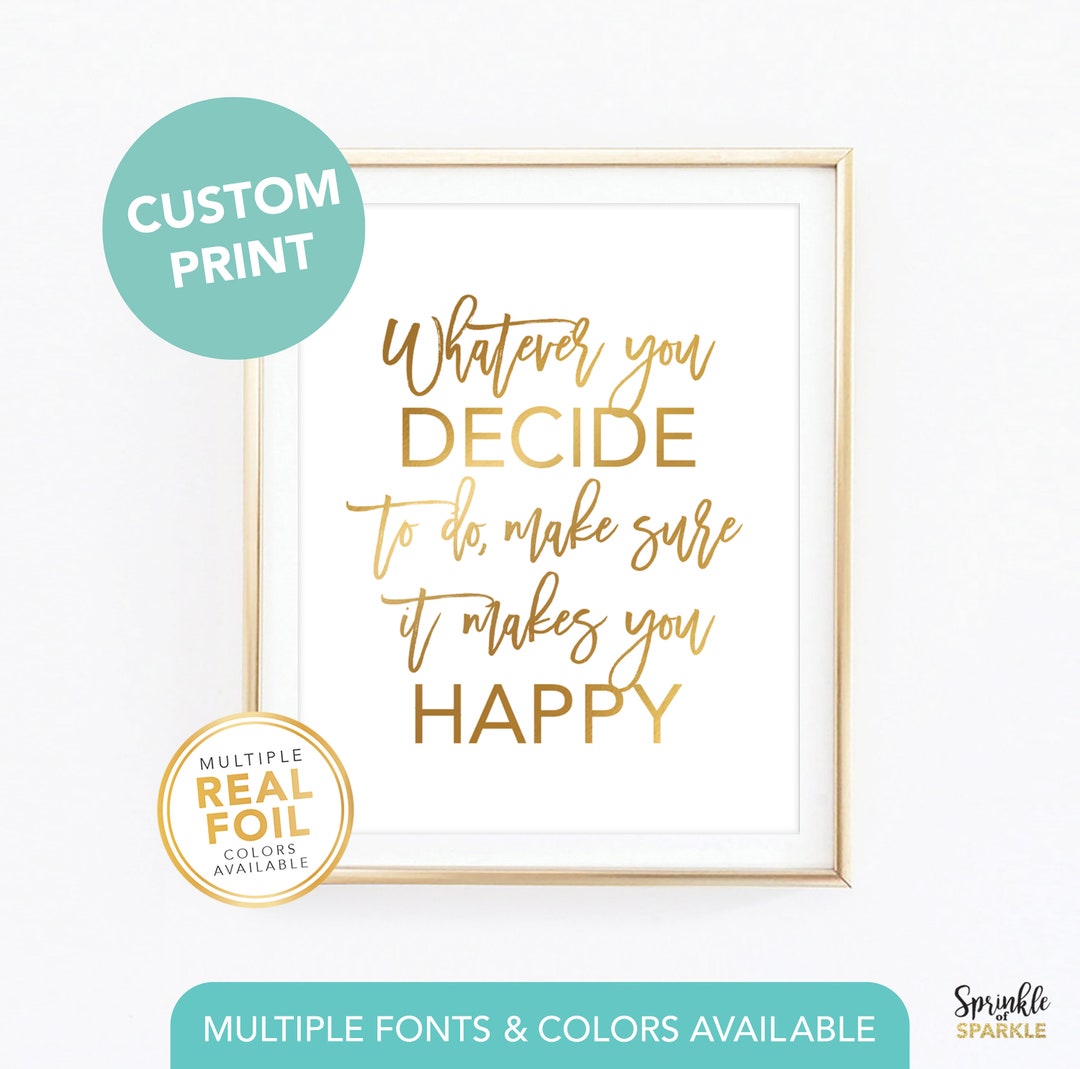 Custom Gold Foil Print, Your Own Words in Foil, Script Print, Real Foil ...