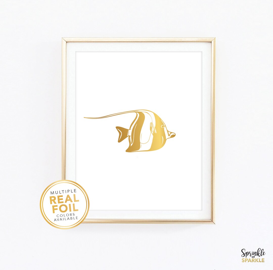 Angel Fish Wall Art, Gold Angel Fish Print, Angel Fish Art, Angel Fish ...