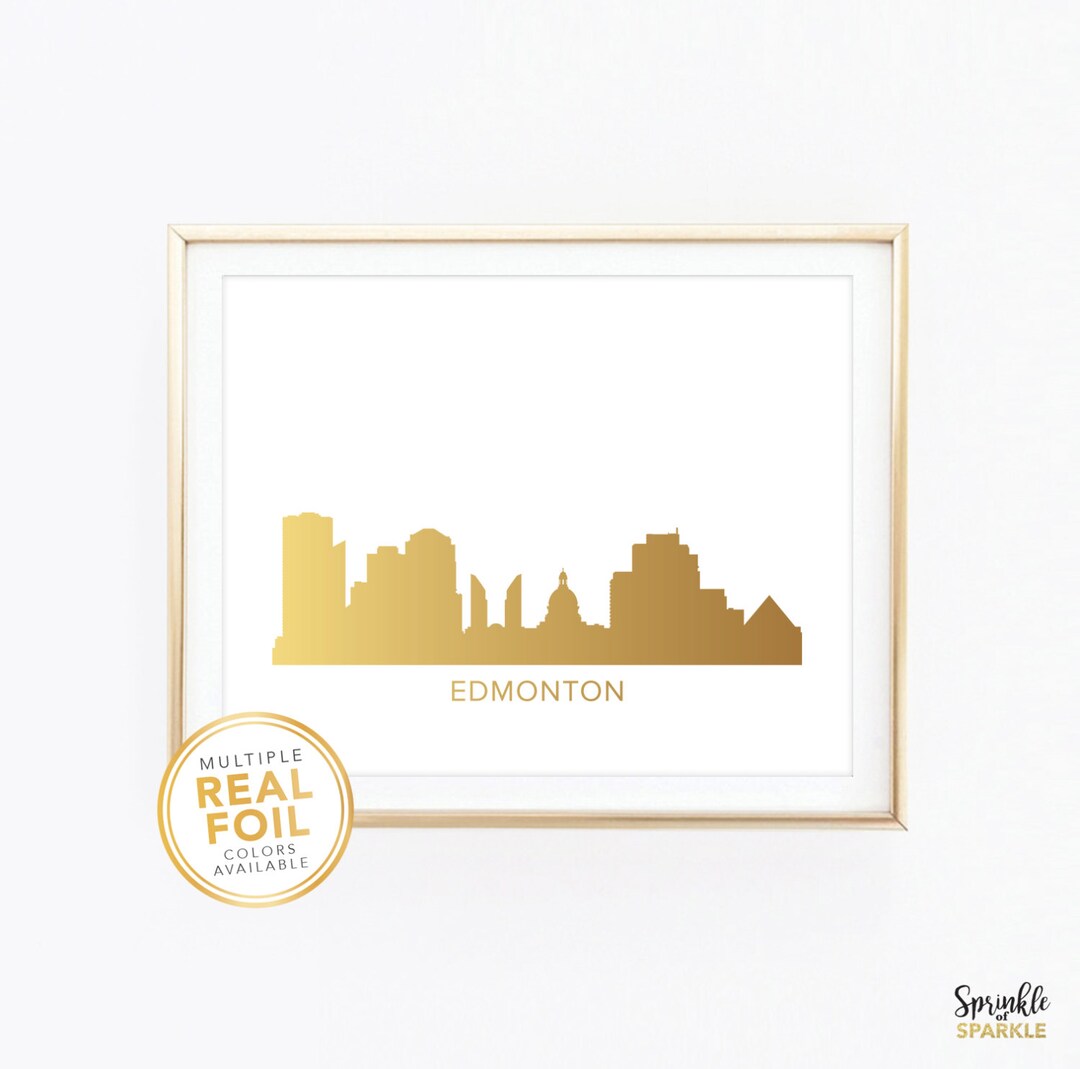 Edmonton Skyline Alberta Canada Real Foil Print Silver - Etsy