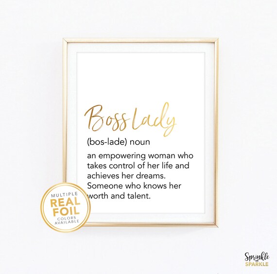 Boss Lady Definition Gold Foil Print Boss Babe Real Foil | Etsy