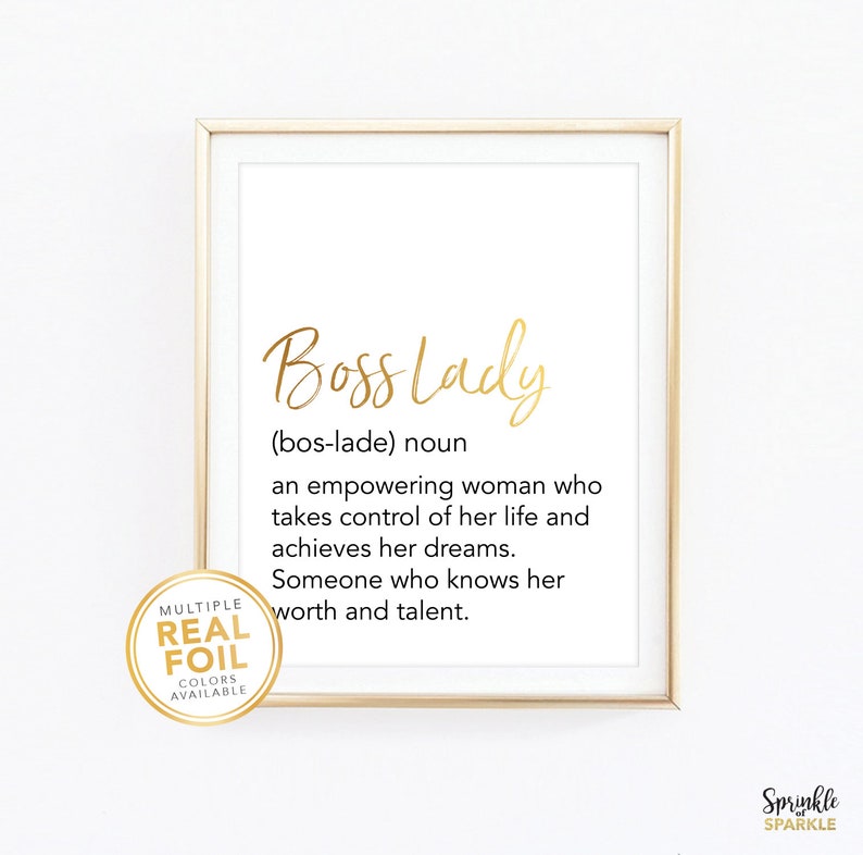 Boss Lady Definition Gold Foil Print Boss Babe Real Foil | Etsy