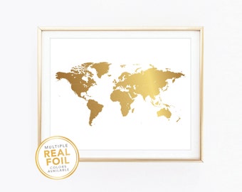 Gold Foil World Map - Etsy