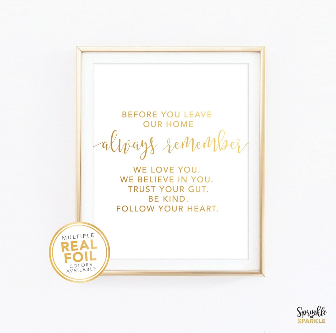Family Love Reminder, Before You Leave Our Home, Real Foil, Gold Foil ...