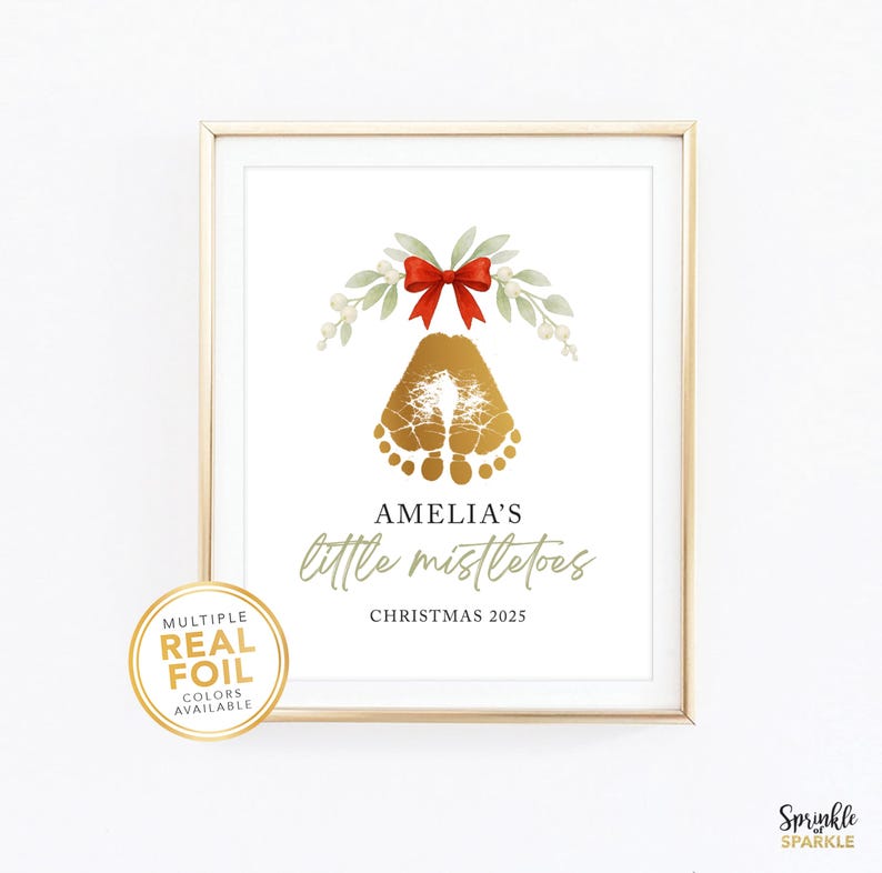 Baby Footprint Mistletoe Print • Personalized Christmas Wall Art ...