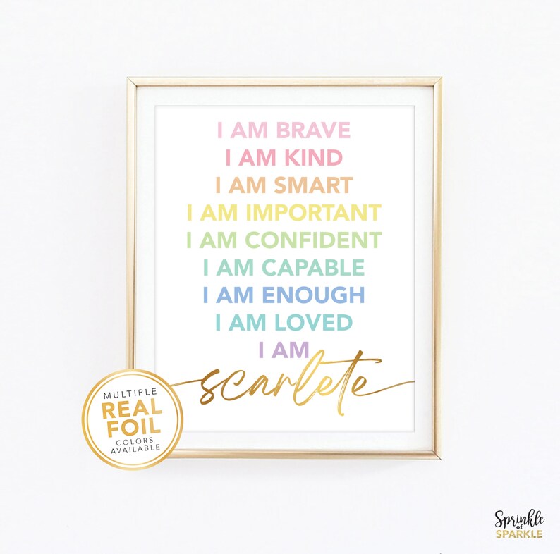 Custom I Am Brave Child Affirmation Wall Art Personalized - Etsy