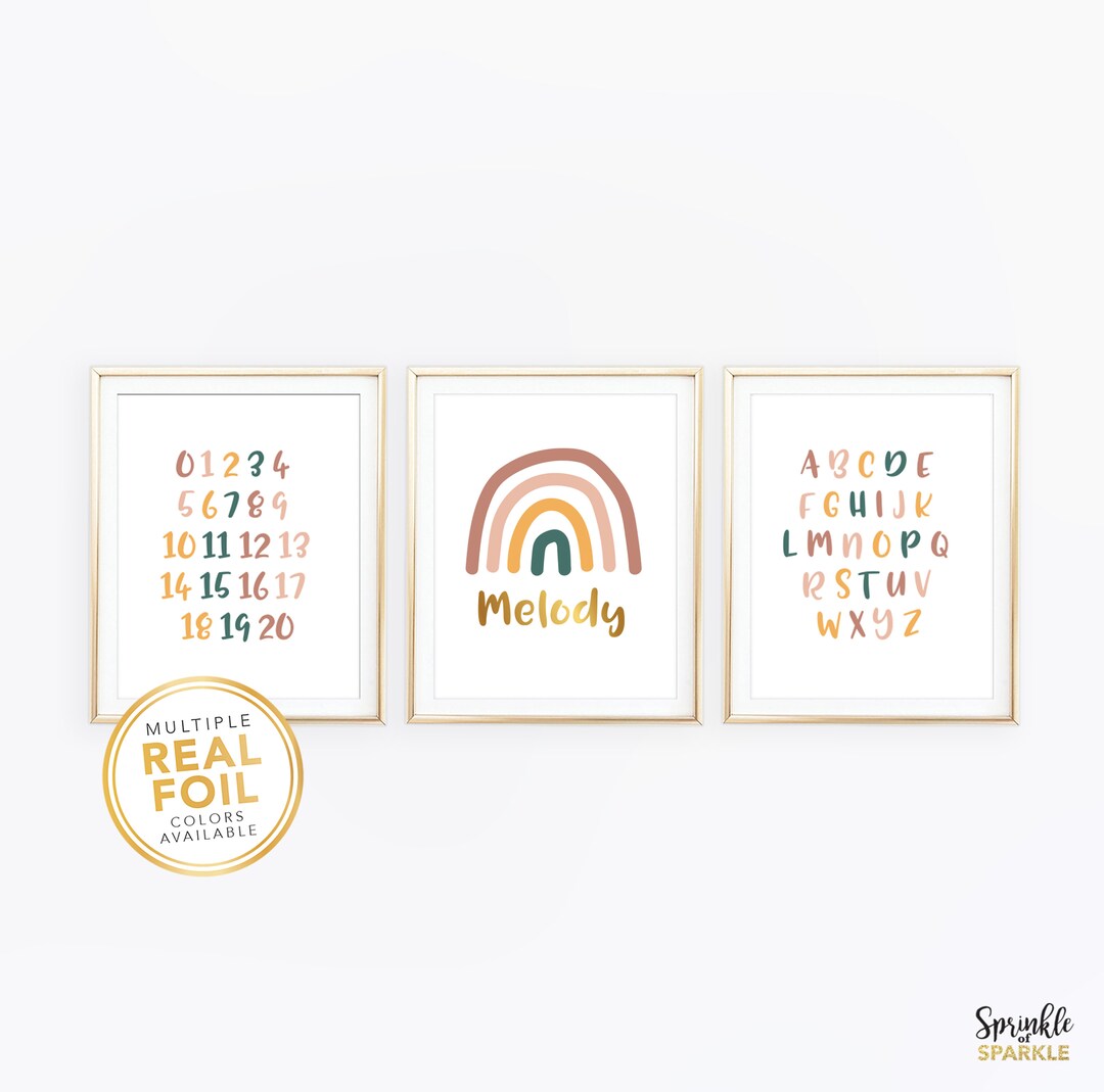Boho Rainbow Custom Real Foil Name, Numbers. Letters, Boho Nursery, Set ...