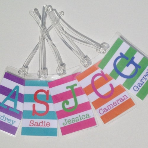Colorful Stripes Bag Tag Custom Luggage Tag Monogram Bag - Etsy