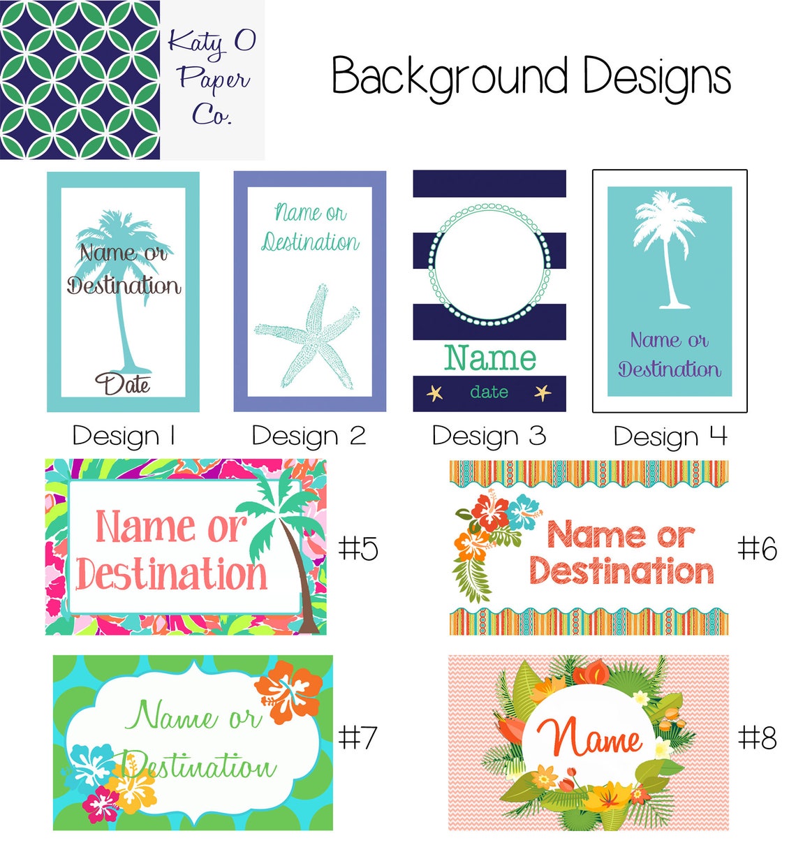 Tropical Luggage Tags Beach Bag Tags Buy 4 Get 1 Free - Etsy