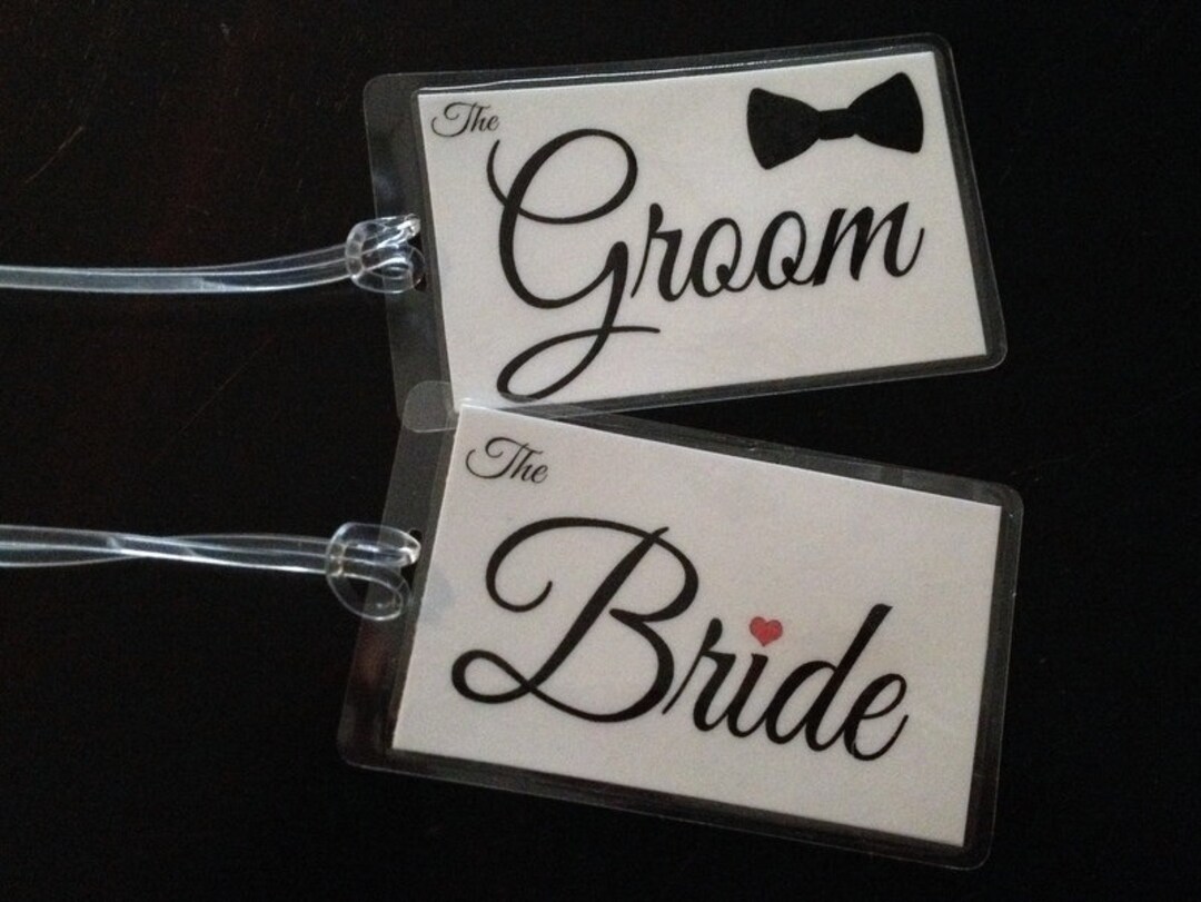 Bride & Groom Bag Tags - Honeymoon Bag Tags - Newlywed Luggage Tags - Etsy