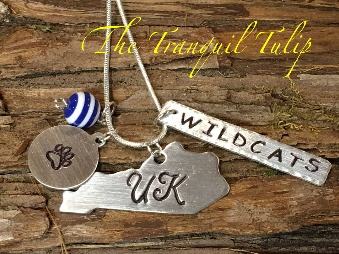 University of Kentucky UK Wildcats Hand Stamped Jewelry Metal Necklace ...