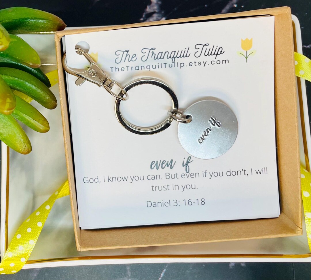 Even If Keychain Keychain with Encouragement Card Christian Gift Faith ...
