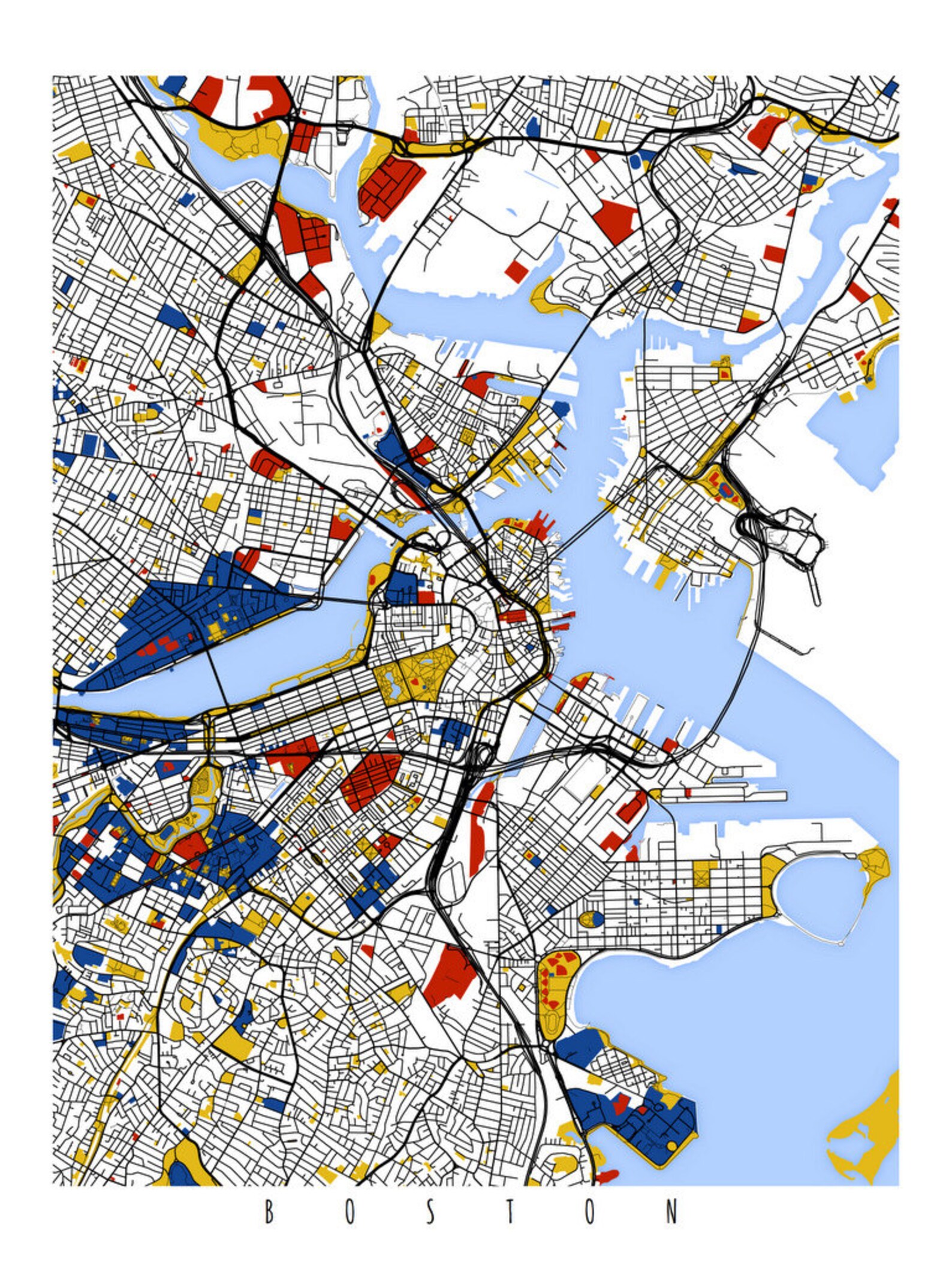 Boston Map Art / Boston, Massachusetts Wall Art / Print / Poster ...