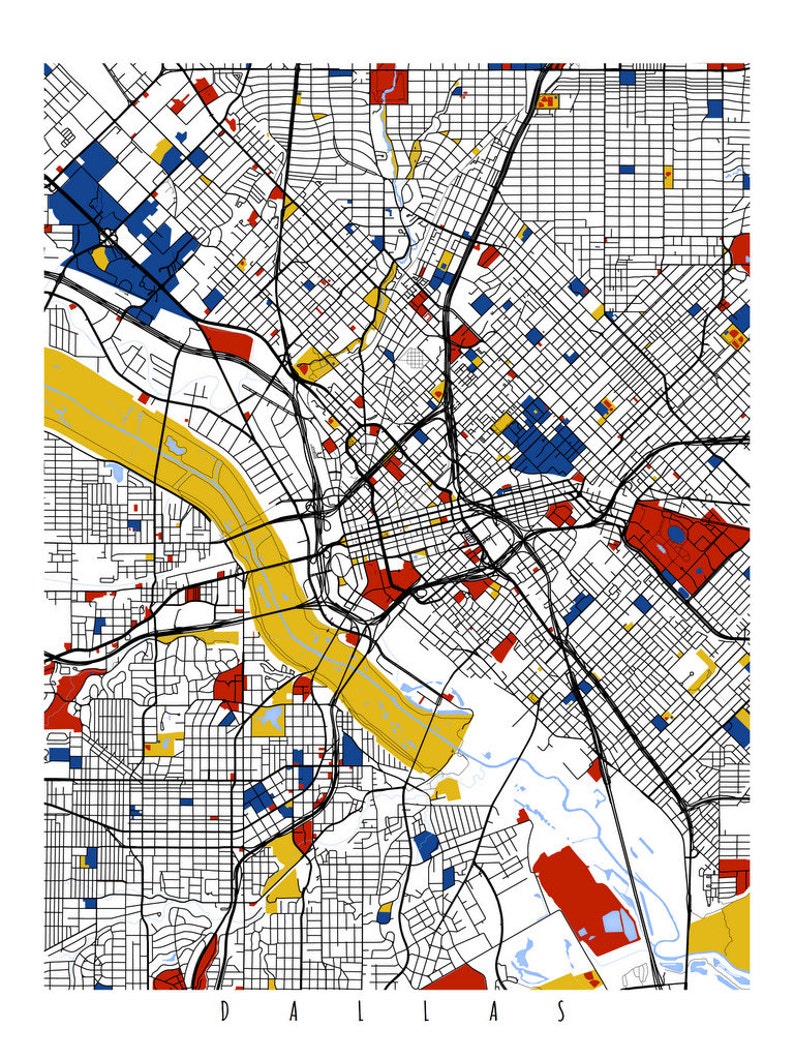 Dallas Map Art / Dallas, Texas Wall Art / Print / Poster / Modern Home ...