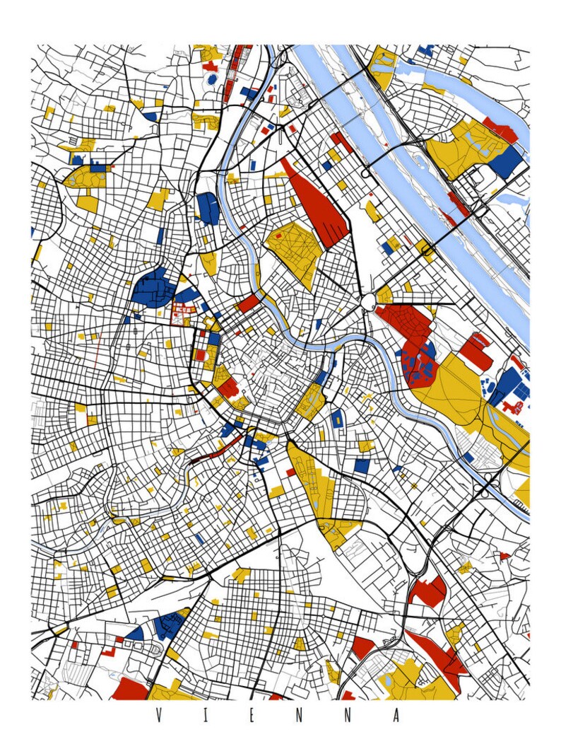 Vienna Map Art / Vienna, Austria Wall Art / Print / Poster / Modern ...