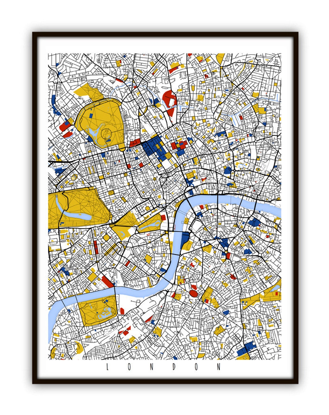 London Map Art / London, UK Wall Art / Print / Poster / Modern Home and ...