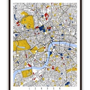 London Map Art / London, UK Wall Art / Print / Poster / Modern Home and ...