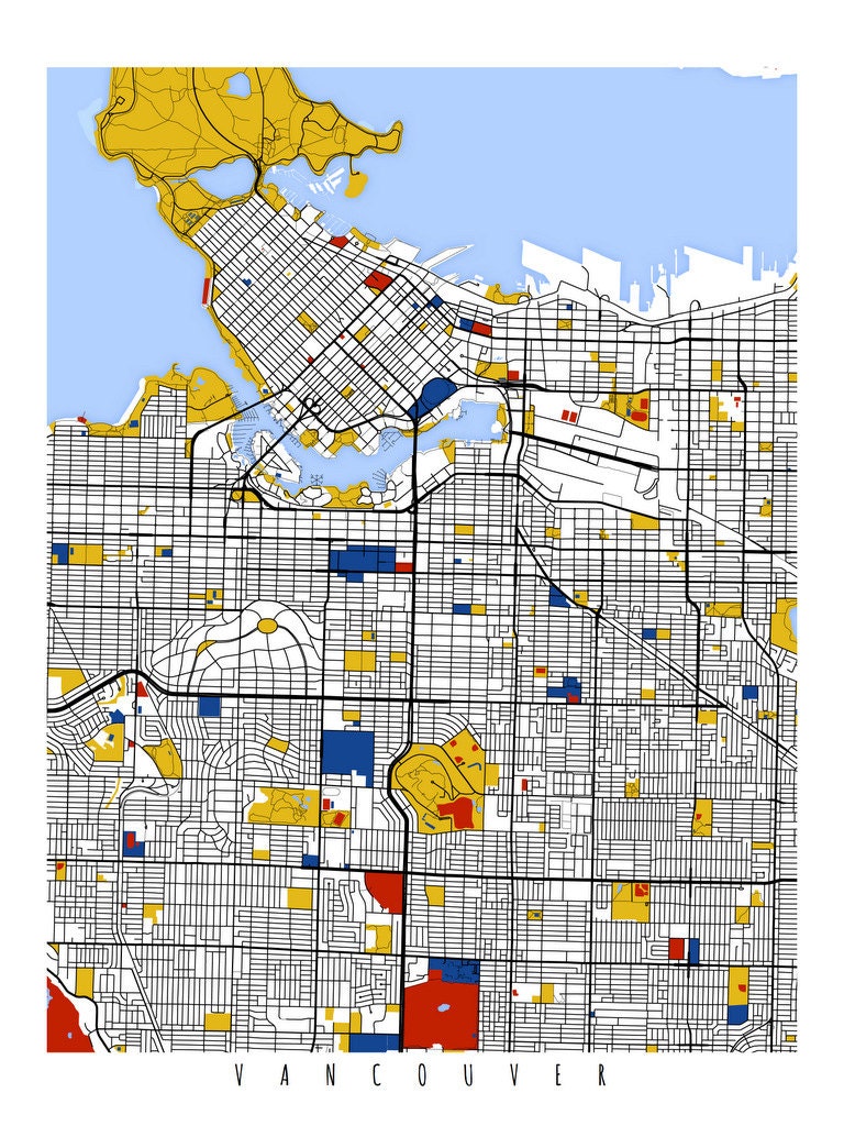 Vancouver Map Art / Vancouver, Canada Wall Art / Print / Poster ...