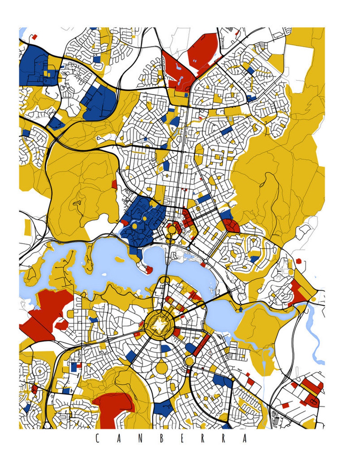 Canberra Map Art / Canberra, Australia Wall Art / Print / Poster ...